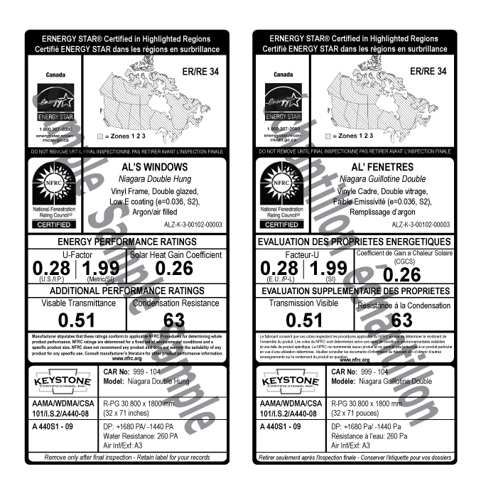 Fenestration Product Labeling for Canadian Codes & Programs